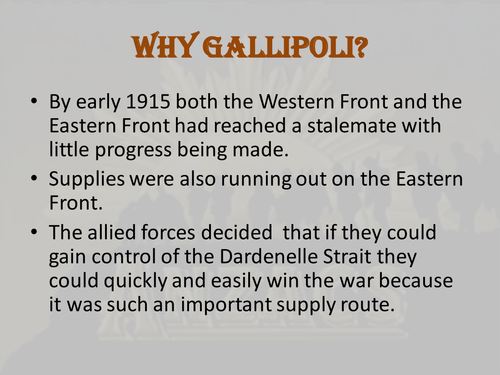 World War One- Gallipoli (why?) | Teaching Resources
