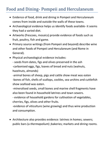Pompeii and Herculaneum- foods and dining | Teaching Resources