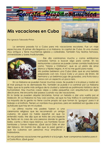 Las Vacaciones - reading comprehension game by Sarah2209 - Teaching ...