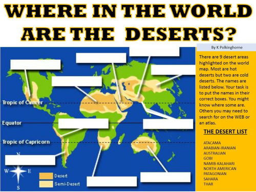 WHERE ON EARTH ARE THE DESERTS? | Teaching Resources