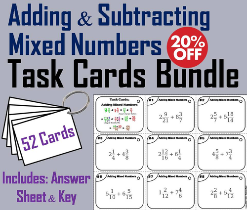 Adding and Subtracting Mixed Numbers Task Cards Bundle | Teaching Resources Adding and Subtracting Mixed Numbers Task Cards Bundle | Teaching Resources