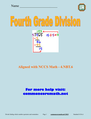 Fourth Grade Division Packet - 4.NBT.6 | Teaching Resources Fourth Grade Division Packet - 4.NBT.6 | Teaching Resources