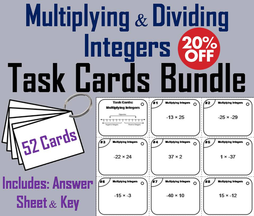 Multiplying and Dividing Integers Task Cards Bundle | Teaching Resources