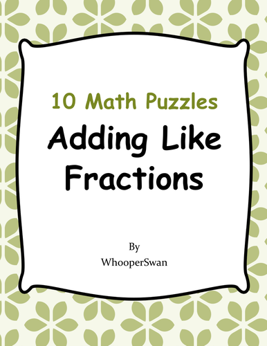 Adding Like Fractions Puzzles | Teaching Resources