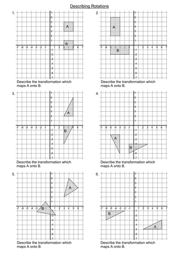 Describing Rotations Finding The Centre Of Rotation On A Graph Teaching Resources