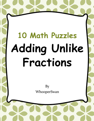 Adding Unlike Fractions Puzzles | Teaching Resources