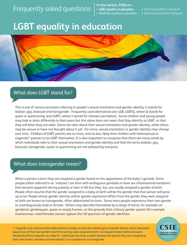 Faqs On Lgbt Equality Teaching Resources