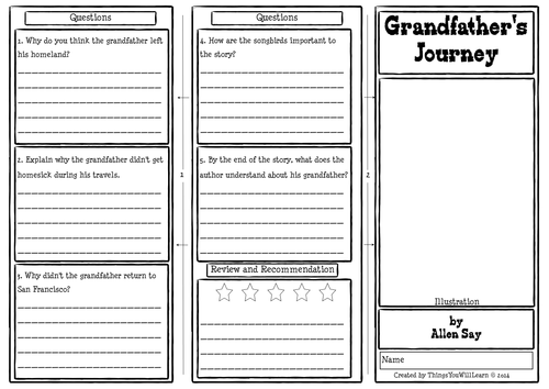 Grandfather's Journey Comprehension Foldable | Teaching Resources