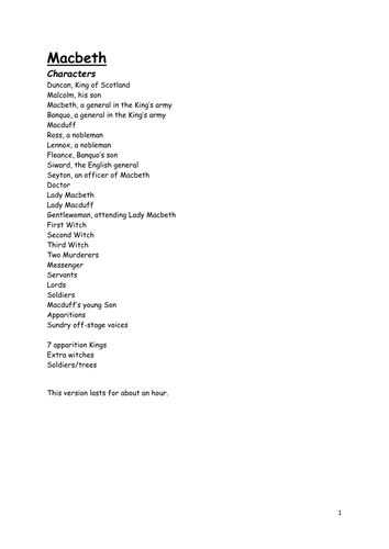 Macbeth script (abridged) KS2 | Teaching Resources Macbeth script (abridged) KS2 | Teaching Resources