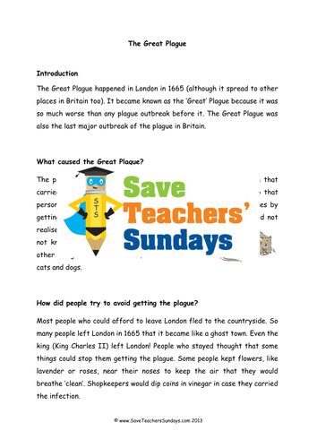 The Great Plague KS1 Lesson Plan, Information Text and Worksheets ...