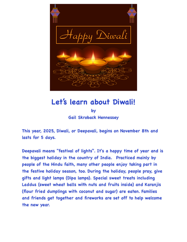 Diwali: A Reading Passage | Teaching Resources