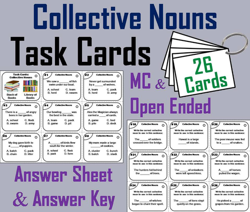 Collective Nouns Task Cards | Teaching Resources