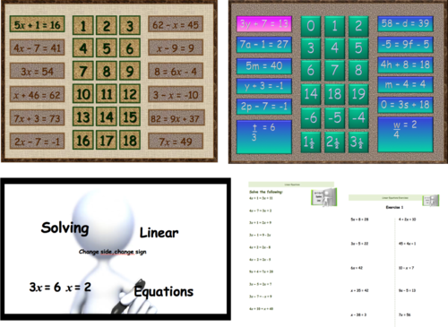 BUNDLE-Linear Equations-PowerPoint, Worksheets, Quizzes GCSE | Teaching ...