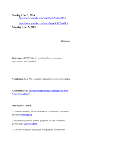 cold war lesson plans | Teaching Resources