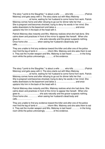 Lamb to the Slaughter - Roald Dahl | Teaching Resources