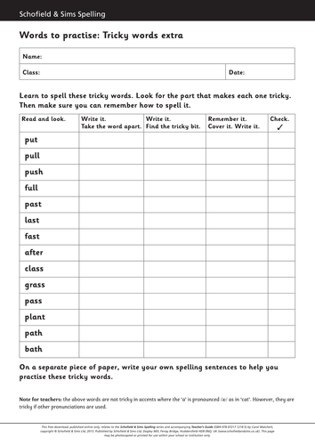 Spellings for tricky words | Teaching Resources
