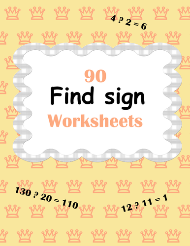 Find sign Worksheets - Plus or Minus | Teaching Resources