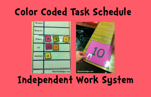 Color Coded Task Schedule for Children with Autism | Teaching Resources