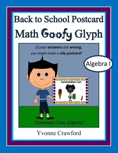 Back to School Postcard Math Goofy Glyph (Algebra) | Teaching Resources
