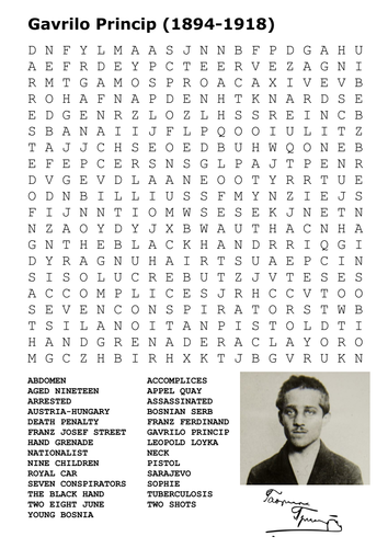 Gavrillo Princip Word Search | Teaching Resources