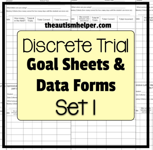 Discrete Trial Goal Sheets and Data Forms Set 1 {EDITABLE} | Teaching ...
