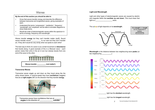 Waves and The Electromagnetic Spectrum Workbook (Light, Sound ...