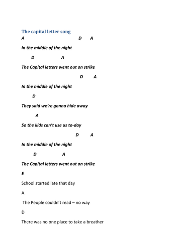 The capital letters song. What happens when the capital letters go out ...