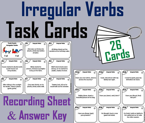 Irregular Verbs Task Cards | Teaching Resources
