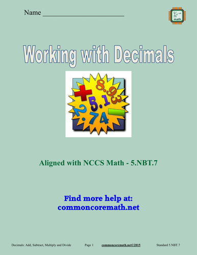 Decimals - Add, Subtract, Multiply, Divide - 5.NBT.7 | Teaching Resources