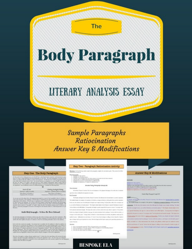 Crafting the Body Paragraph for the Literary Analysis Essay | Teaching ...
