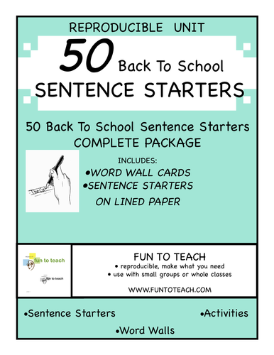 50 Back to School Sentence Starters | Teaching Resources