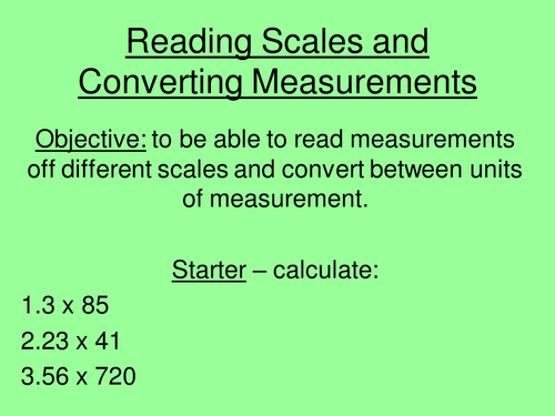Reading Scales and Converting Measurements | Teaching Resources