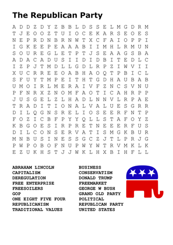 The Republican Party Word Search | Teaching Resources