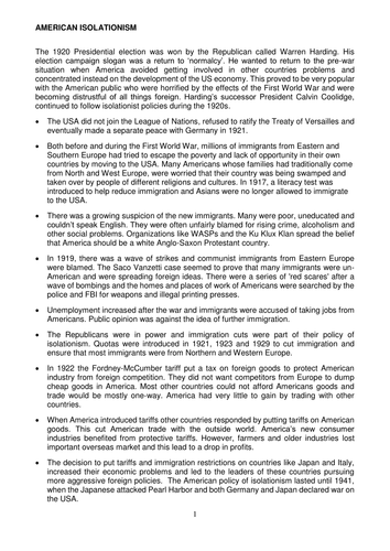 US Isolationism Worksheet | Teaching Resources