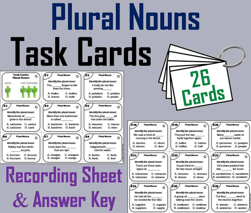 Plural Nouns Task Cards | Teaching Resources