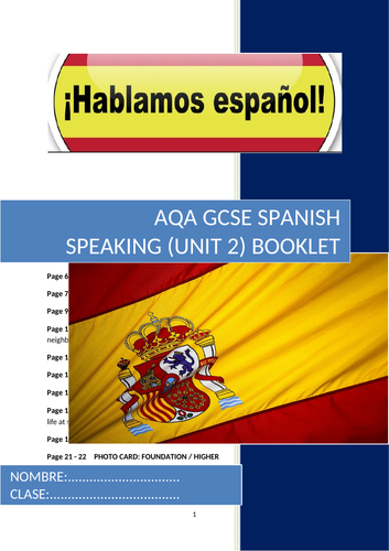 Gcse Aqa Speaking Booklet Teaching Resources