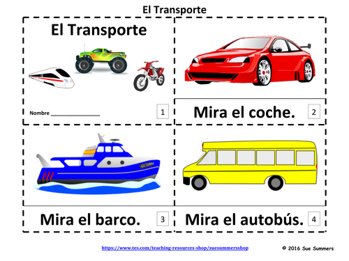 Spanish Transportation 2 Emergent Reader Booklets - El Transporte ...