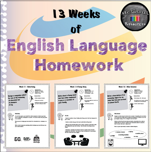 English Literacy Homework - 13 Weeks - for years 5 - 6 | Teaching Resources