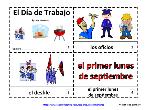 Spanish Labor Day 2 Emergent Reader Booklets - Día de Trabajo ...