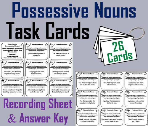 Possessive Nouns Task Cards | Teaching Resources