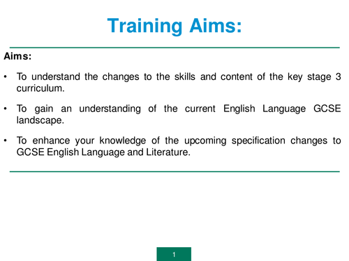 Training - Overview of the changes to English teaching - New KS3 ... Training - Overview of the changes to English teaching - New KS3 ...