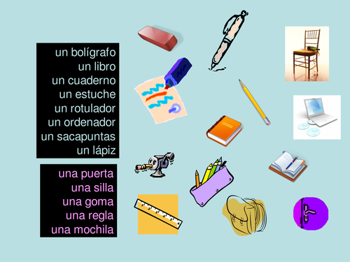 En mi mochila, the definite/indefinite article, forming plurals ...