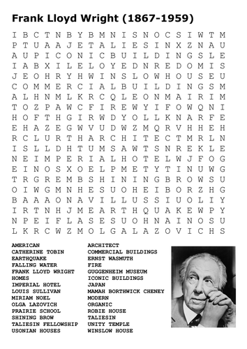 Frank Lloyd Wright Word Search | Teaching Resources