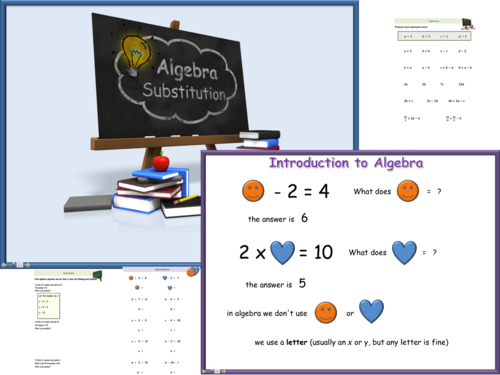 BUNDLE - Simple Algebra - Substitution, Equations animated PowerPoints L2/GCSE | Teaching Resources