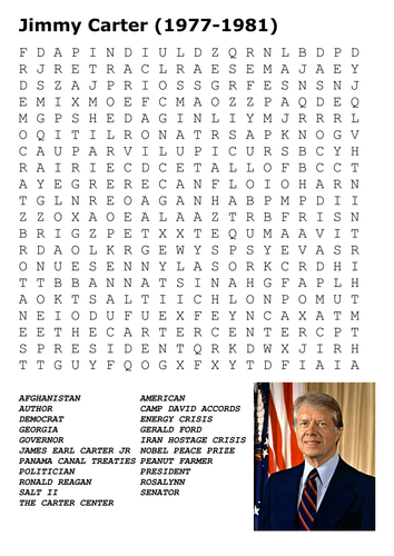 Jimmy Carter Word Search and Activities | Teaching Resources