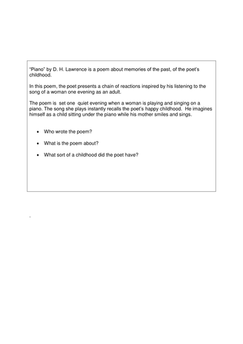 Piano D H Lawrence | Teaching Resources