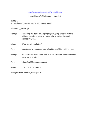 Play script based on Horrid Henry episode | Teaching Resources