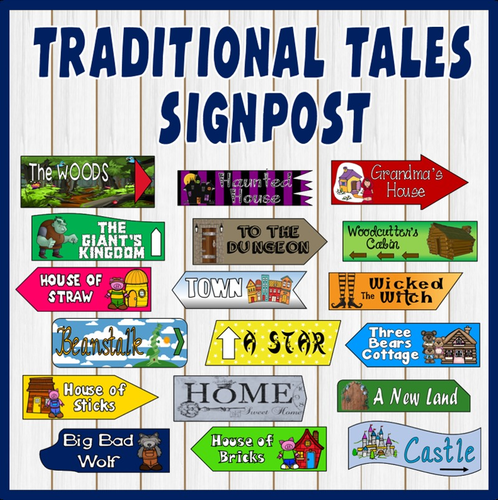 TRADITIONAL TALES SIGNPOST DISPLAY TEACHING RESOURCES- EYFS KS1 KS2 ...