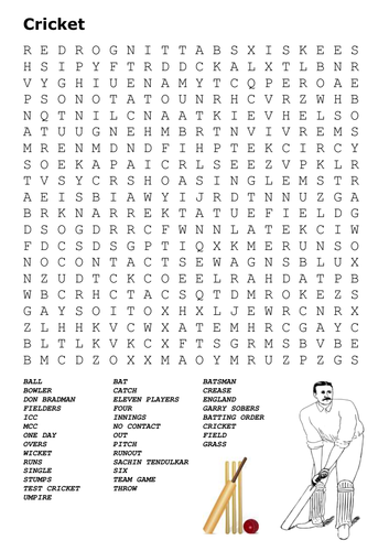 Cricket Word Search | Teaching Resources