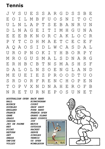 Tennis Word Search | Teaching Resources